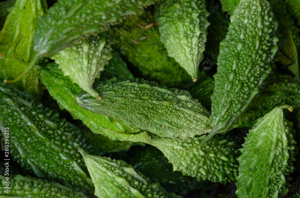 Fresh local momordica. Momordica charantia known as bitter melon ...