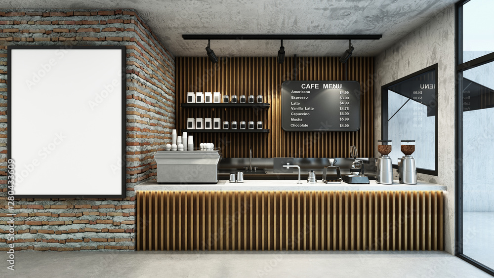 Cafe shop Restaurant design Modern and Loft,Top counter concrete,Wood ...