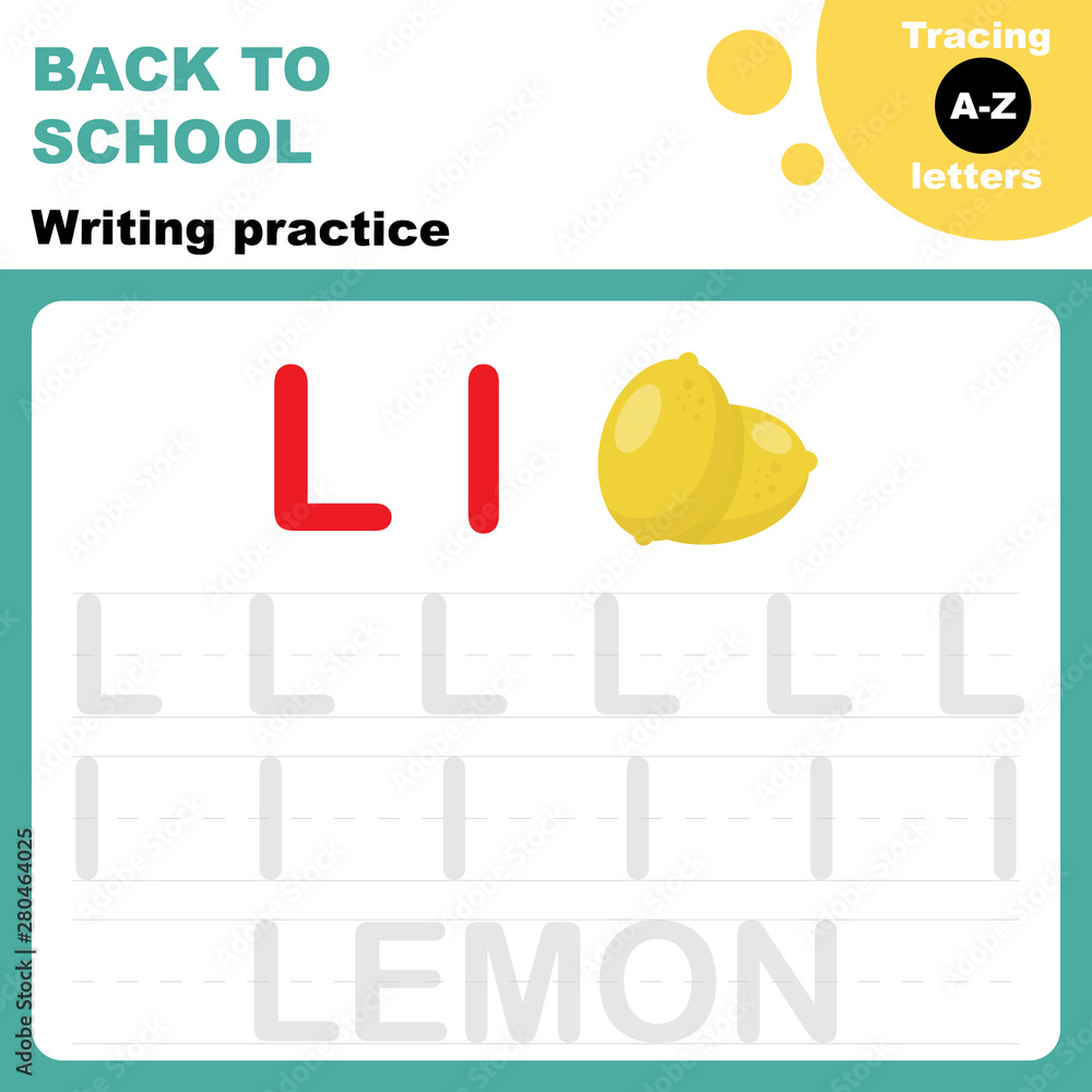 Vector de Stock Back to school. Writing practice worksheet. Tasing ...