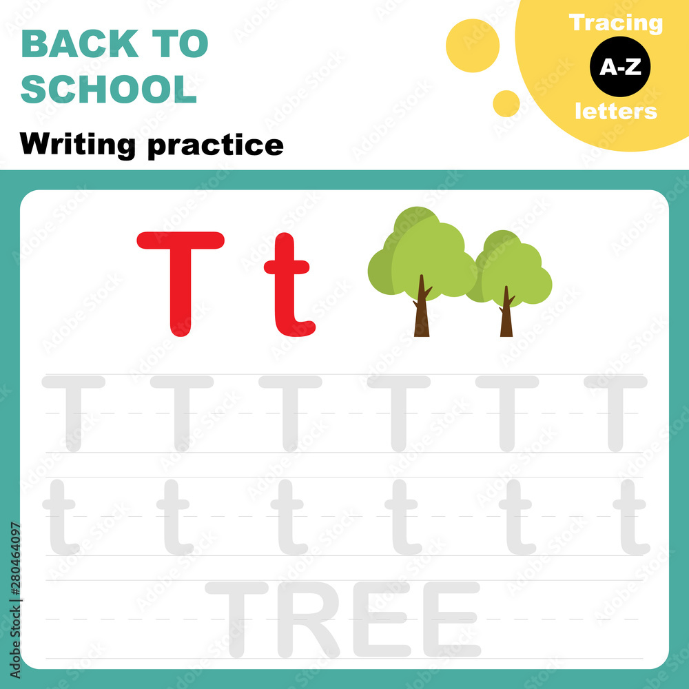 Back to school. Writing practice worksheet. Tasing alphabet letters ...