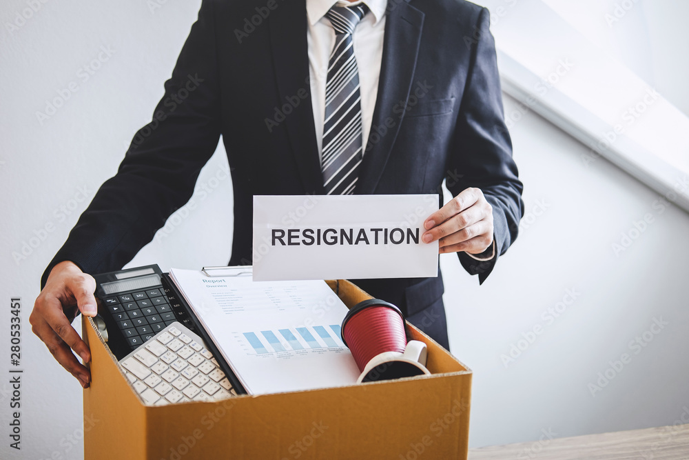 Businessman prepared will being sending resignation letter to company ...