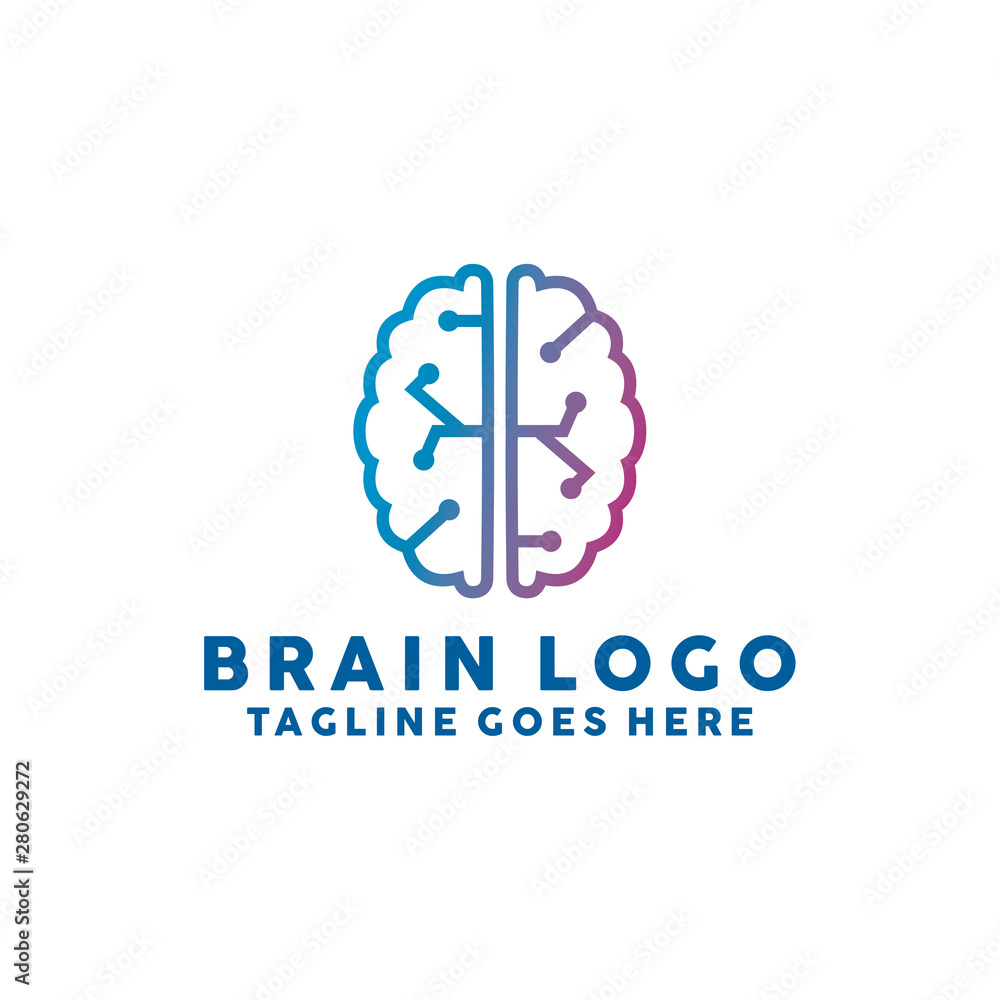 Brain Logo Technology Icon. Digital Vector Technology Symbol. Company ...
