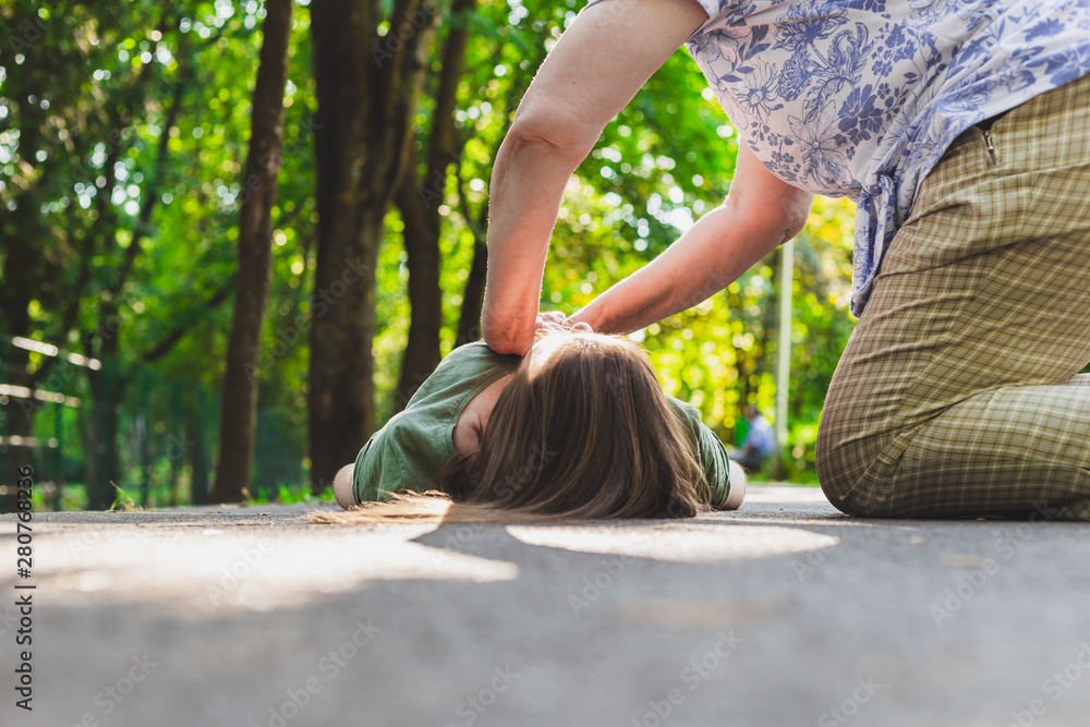 Unconscious fainted girl having cpr done by an old woman – Teenager ...