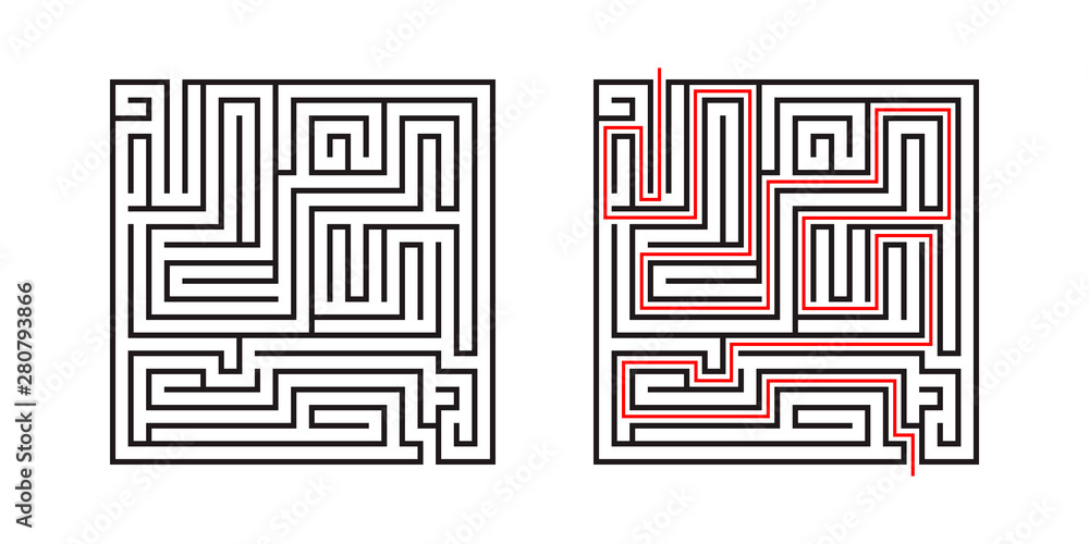 Education logic game labyrinth for kids. Find right way. Isolated ...