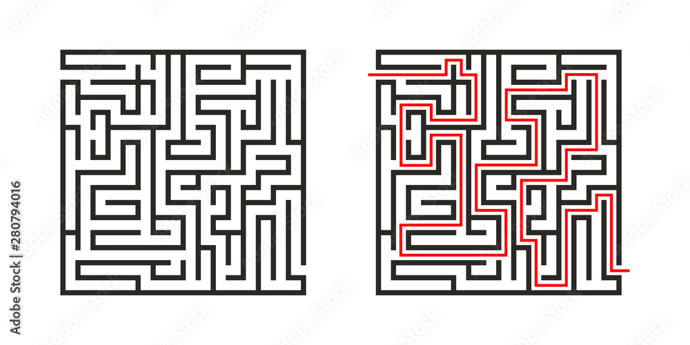Education logic game labyrinth for kids. Find right way. Isolated ...