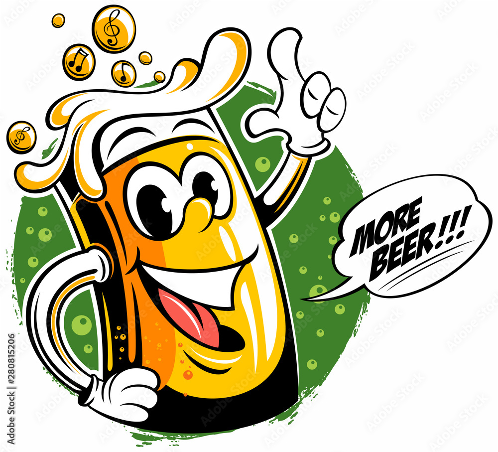 Vetor Cartoon style beer mug with the comic book style text frame ...