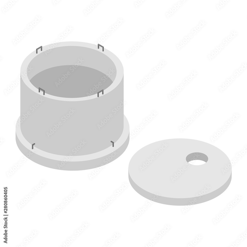 Concrete sewer ring, tube sewer manhole and cover for it isometric view ...