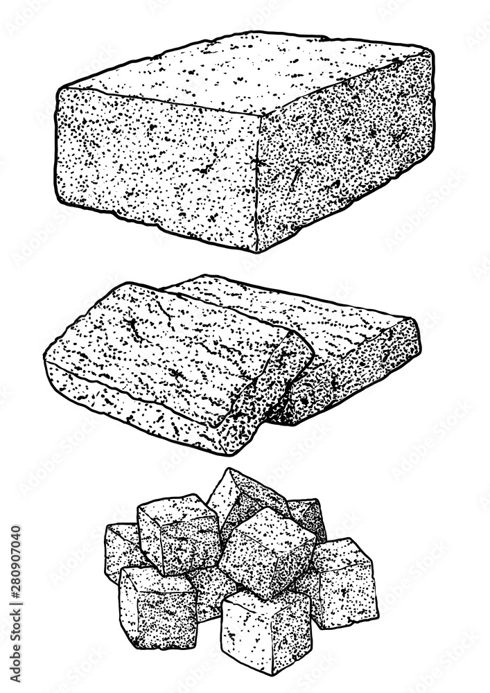 Feta cheese illustration, drawing, engraving, ink, line art, vector ...