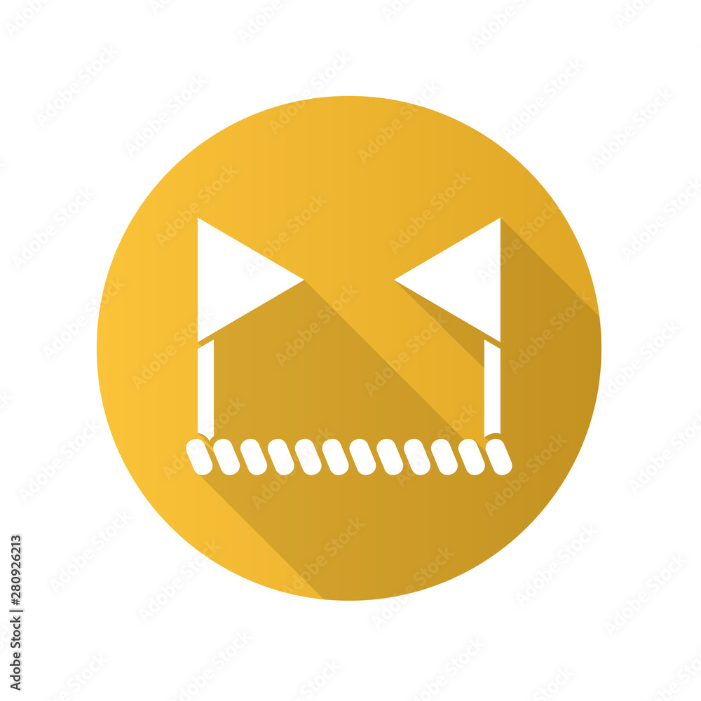 Cricket boundary flat design long shadow glyph icon. Two flags ...