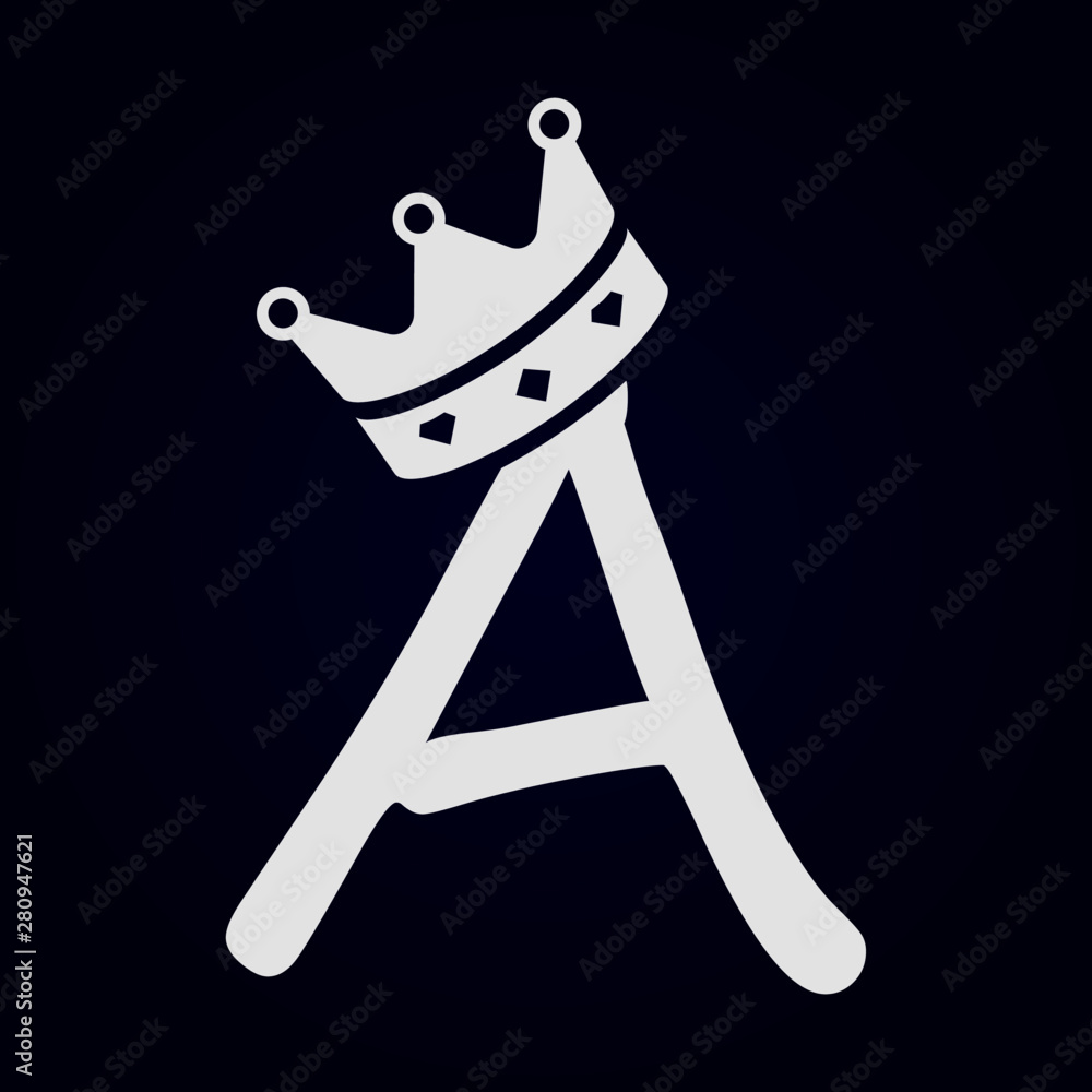 Vector de Stock Caligrafía de la letra A con corona en la parte ...