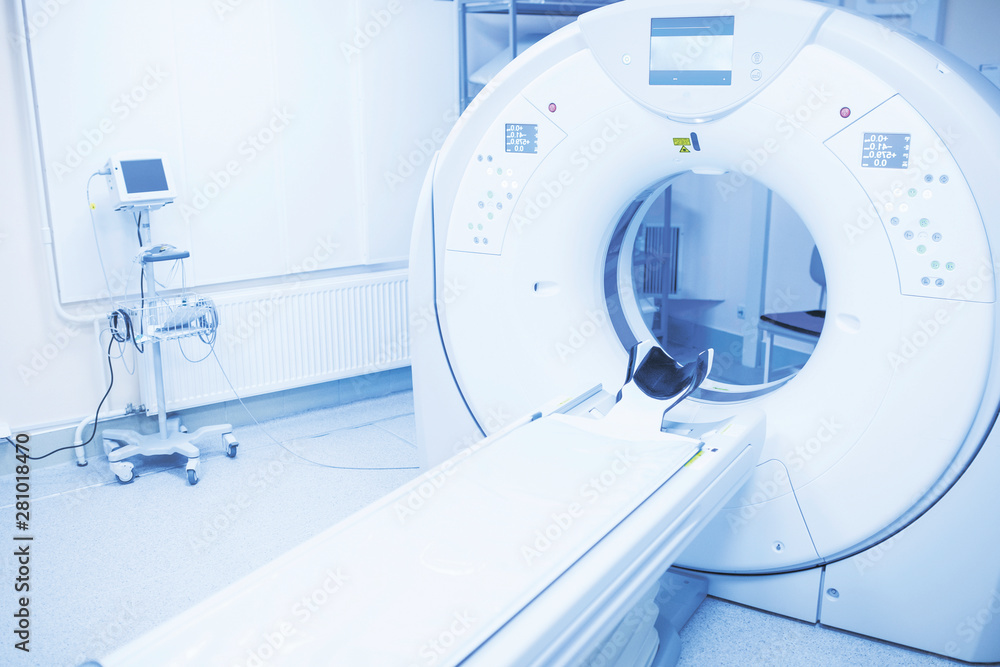 CT (Computed tomography) scanner in hospital laboratory. exam medical ...