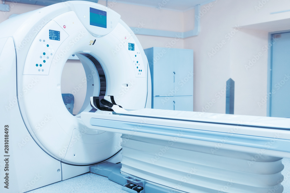 CT (Computed tomography) scanner in hospital laboratory. exam medical ...