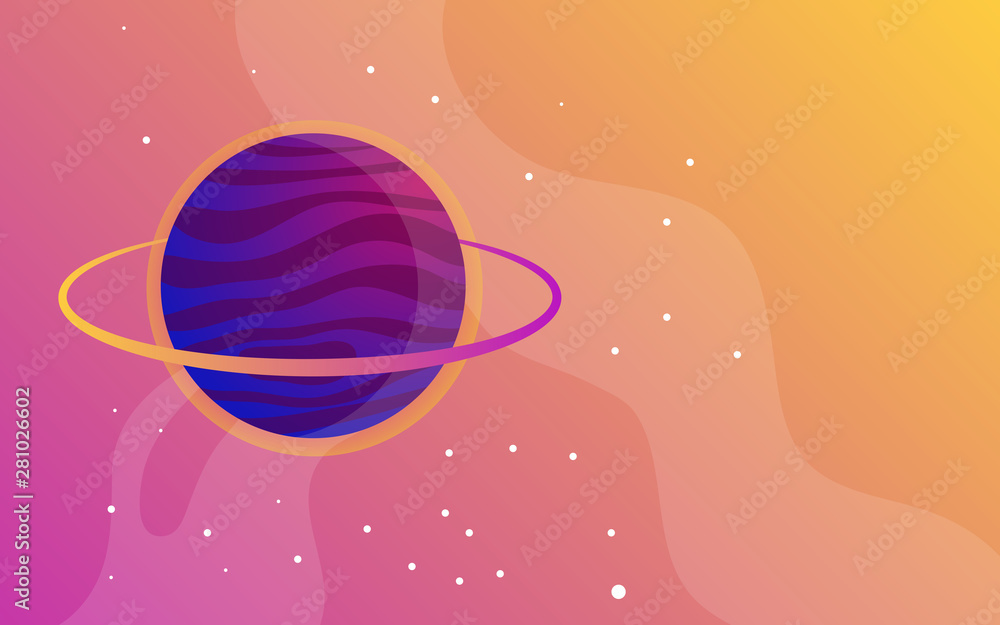 vector planets, space, star and meteor illustration in gradient style ...