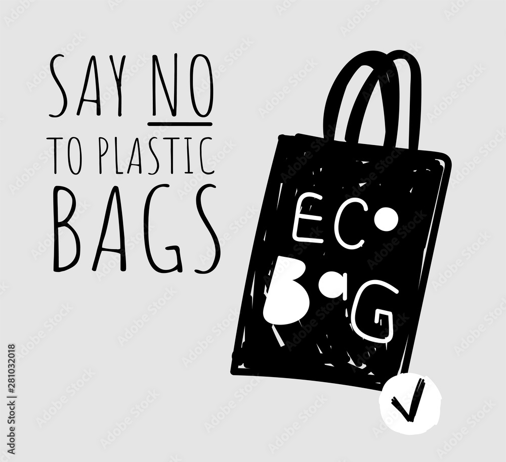 Stop using plastic. Motivational handwritten phrases. Hand drawn vector ...