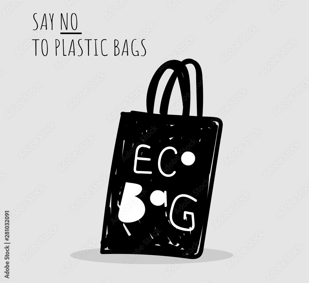Stop using plastic. Motivational handwritten phrases. Hand drawn vector illustration. Say no to ...