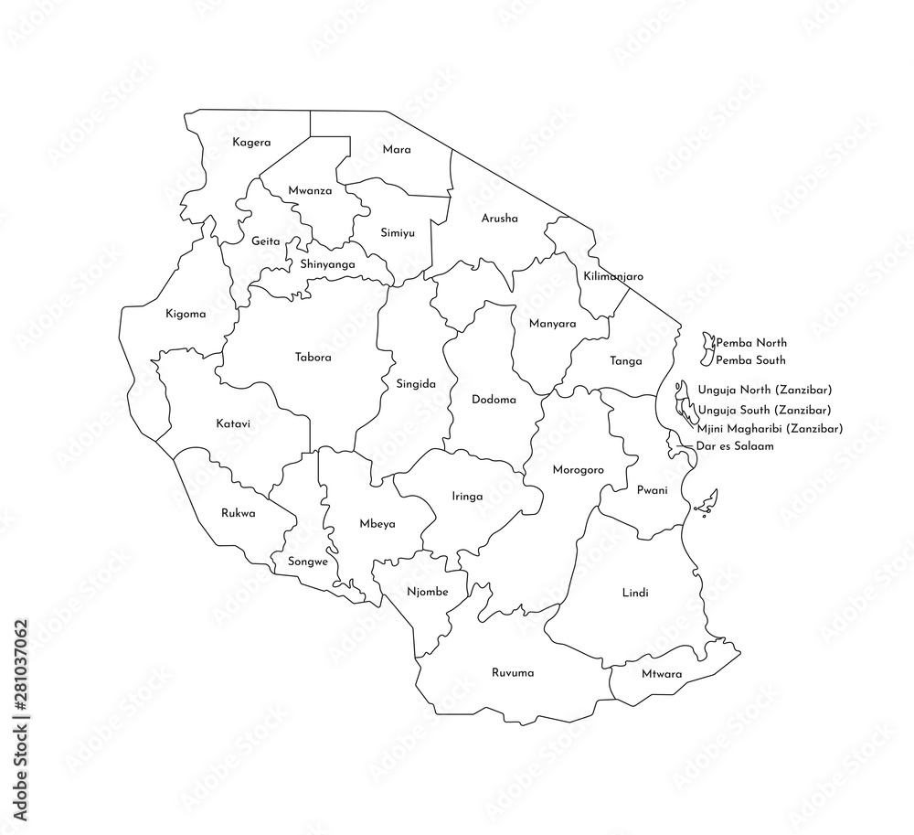 Vector isolated illustration of simplified administrative map of ...