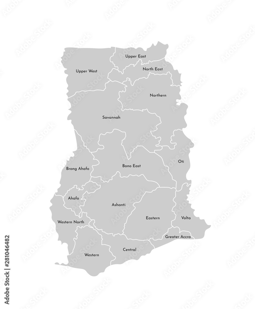 Vector isolated illustration of simplified administrative map of Ghana ...