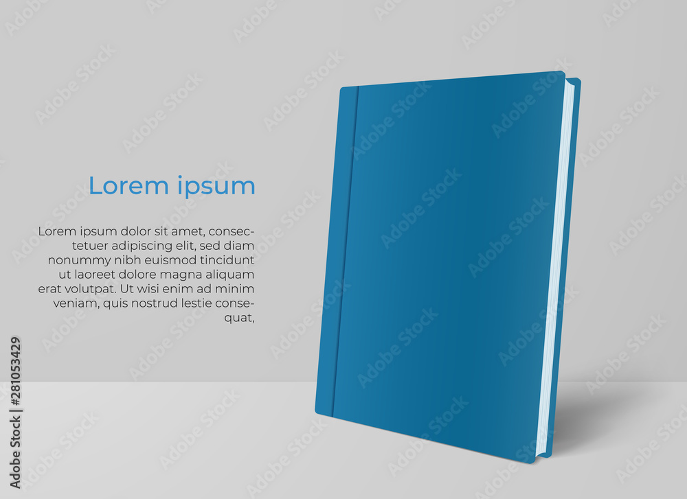Realistic Blue Book Mock Up Template on White and Grey Background ...