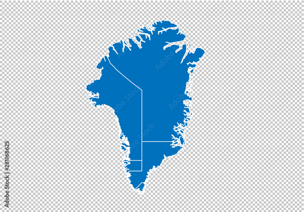 greenland map - High detailed blue map with counties/regions/states of ...