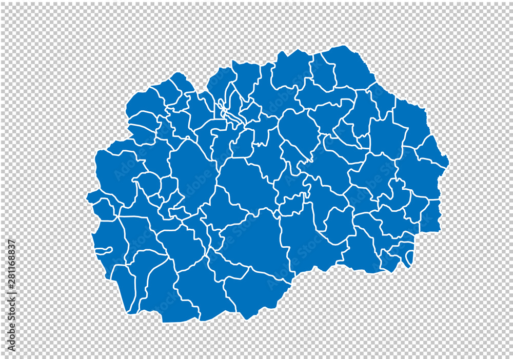 macedonia map - High detailed blue map with counties/regions/states of ...