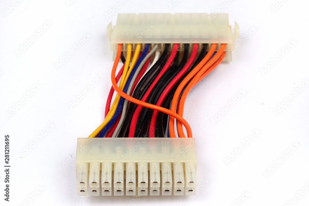 PC motherboard power adapter, with 20-pin and 24-pin ATX connectors ...