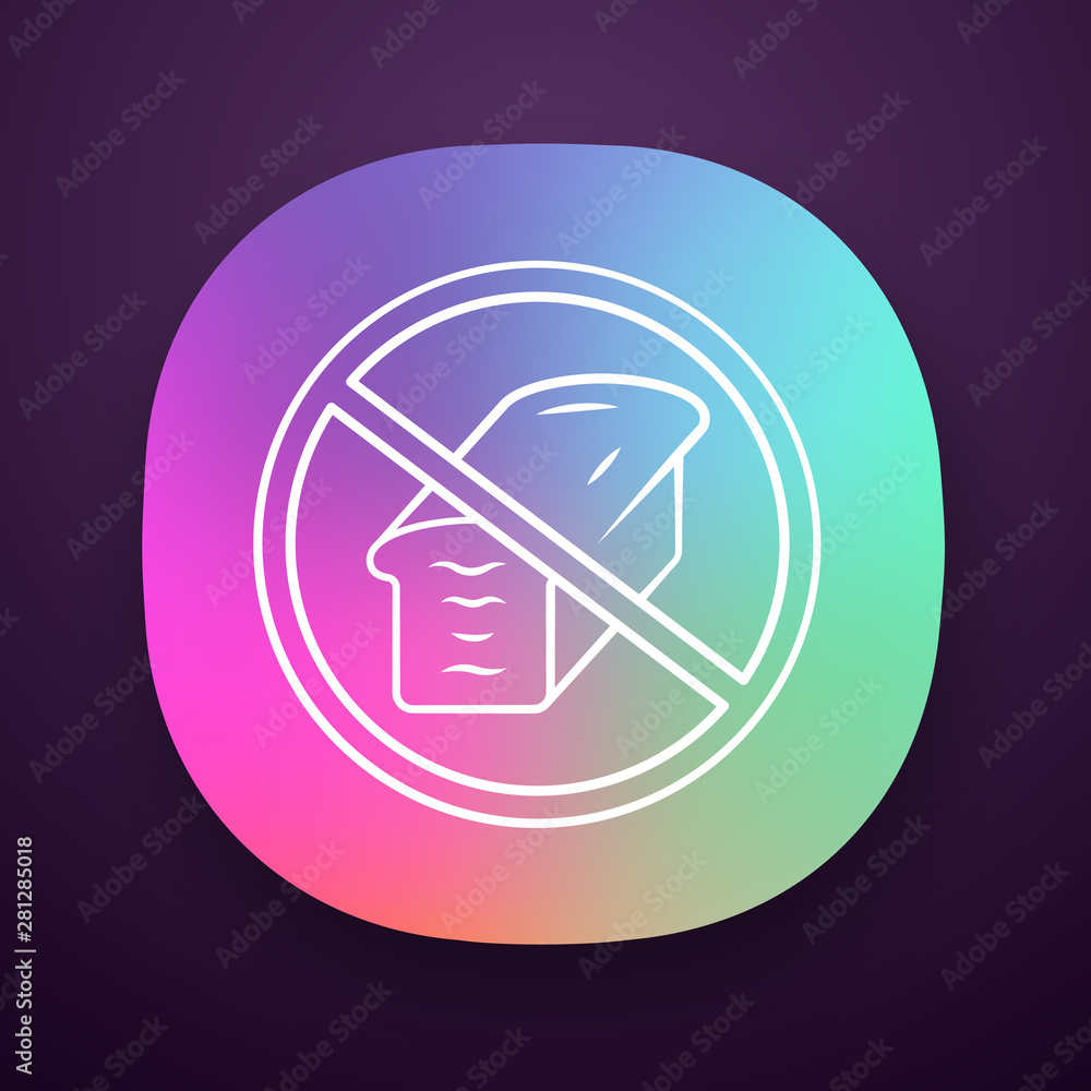 Low carb diet app icon. Carbohydrate and gluten free product. UI/UX ...