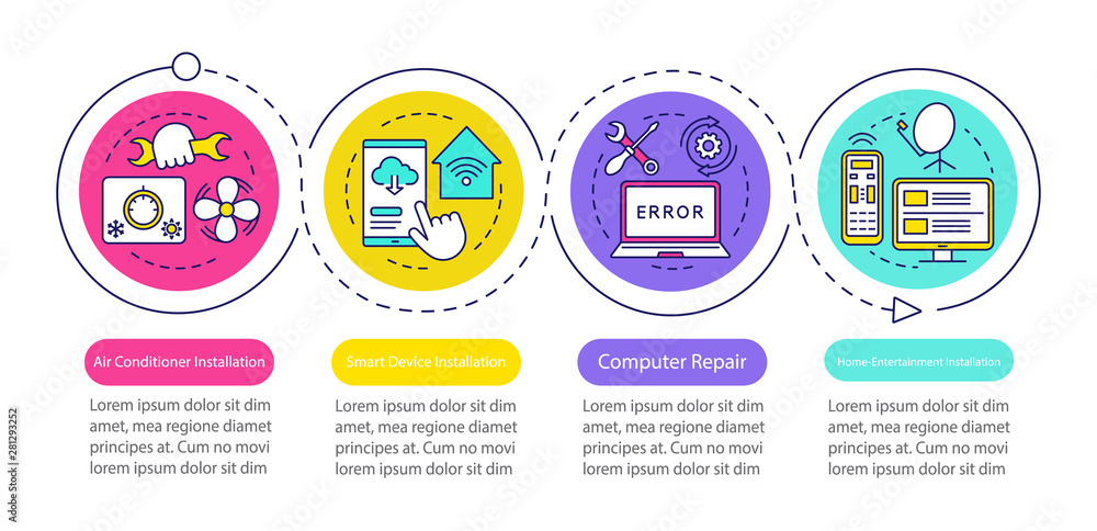 Home services for electronic devices vector infographic template. Data ...
