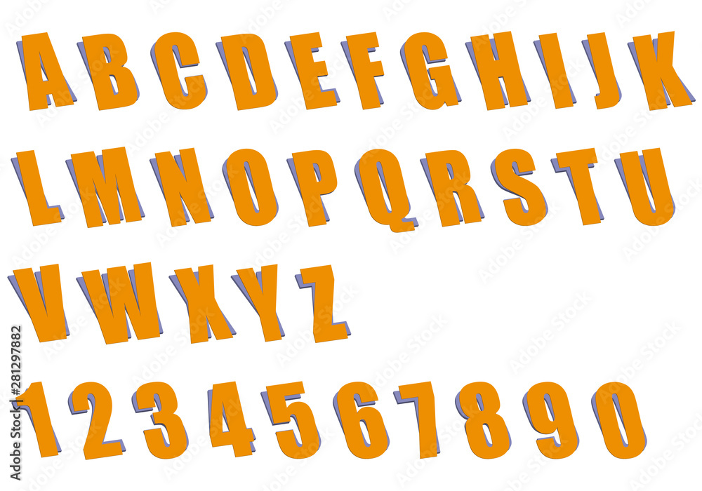 Abecedario y números de color naranja. Stock Vector | Adobe Stock