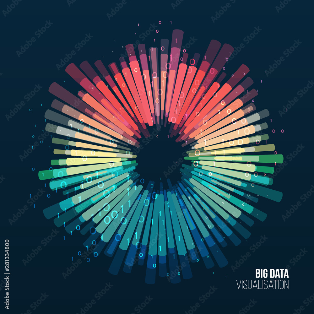 Big Data Visualization Abstract Background With Lines Array And Binary Code Connection