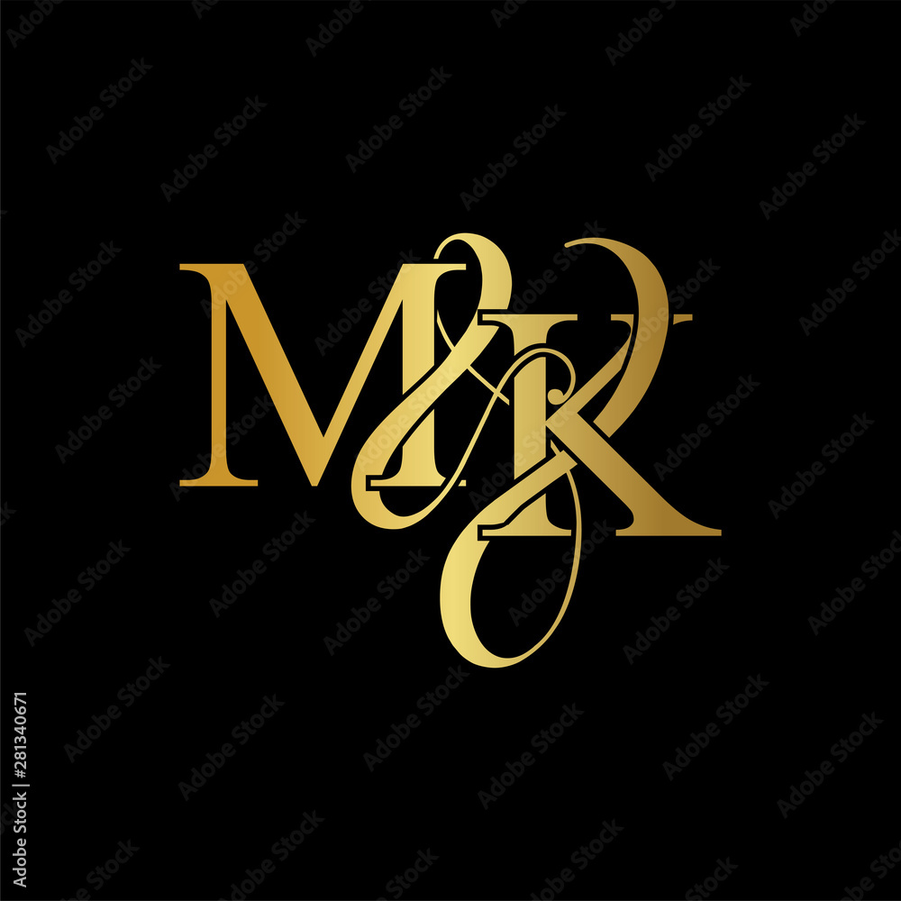 Initial letter M & K MK luxury art vector mark logo, gold color on ...