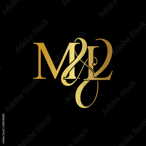 Initial letter M & L ML luxury art vector mark logo, gold color on ...