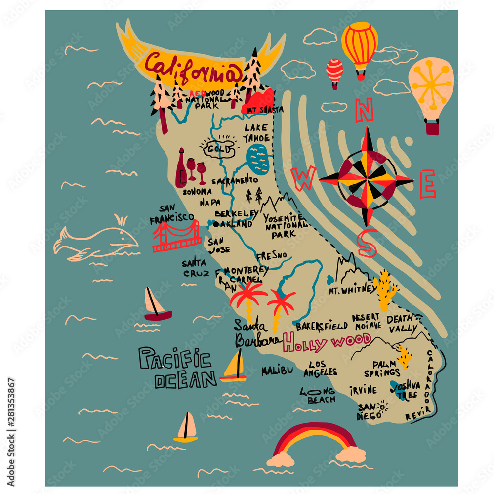 Map of california simple illustration on white background Stock Vector ...