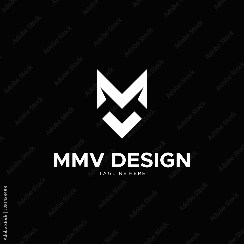 LETTER MMV LOGO DESIGN NEGATIVE SPACE Stock Vector | Adobe Stock