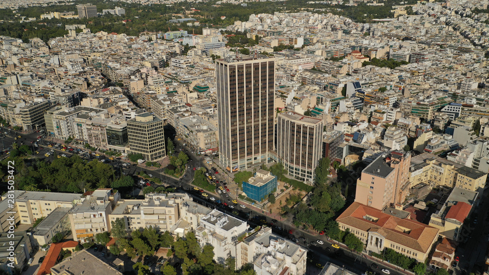 Aerial drone photo of Athens Metropolitan dense populated area in ...
