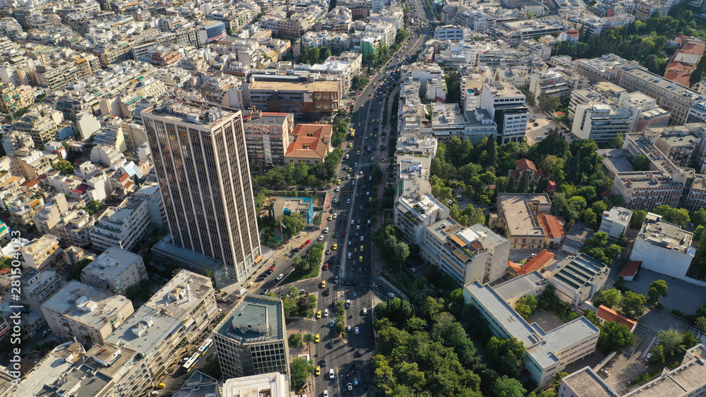 Aerial drone photo of Athens Metropolitan dense populated area in ...