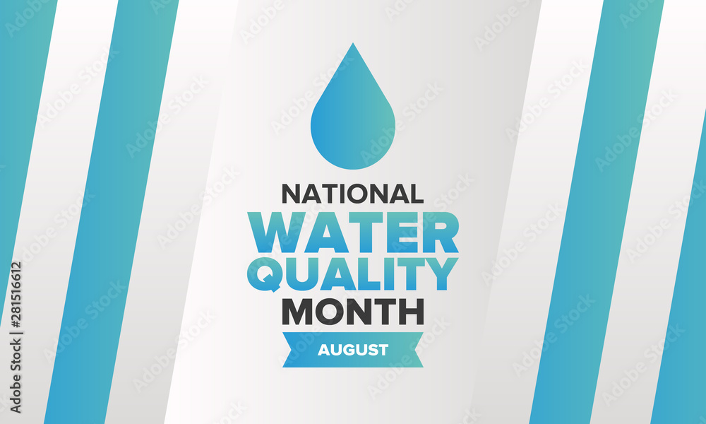 Vetor National Water Quality Month in August. Month of studying the ...