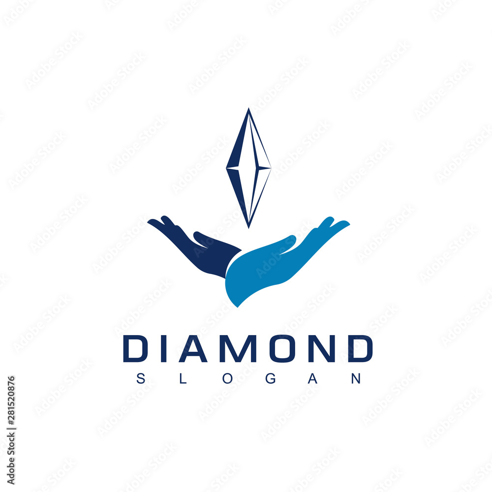 Diamond Logo Design Vector Isolated On White Background With Hand ...