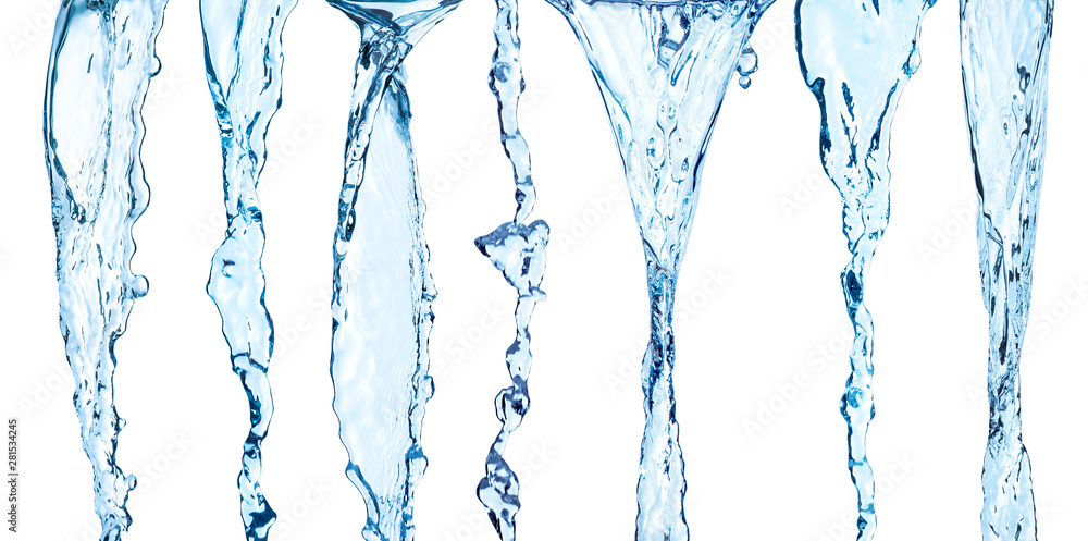 Collection of water flow on an isolated white background Stock Photo ...