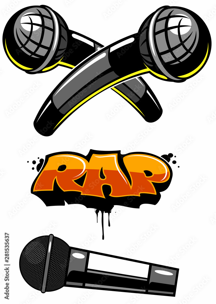 Microphone vector logo, rap battle concept, three stage microphones set ...