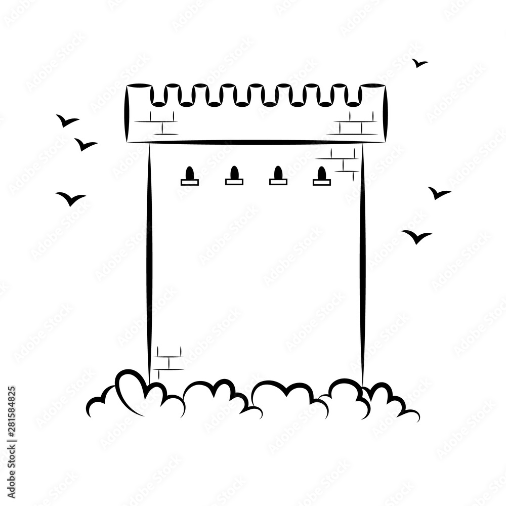 Cute fortress coloring book page for kids. Vector illustration. Stock ...