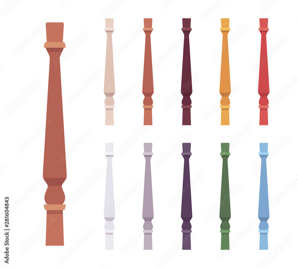 Column baluster pillar set. Architectural vertical blocks, interior ...