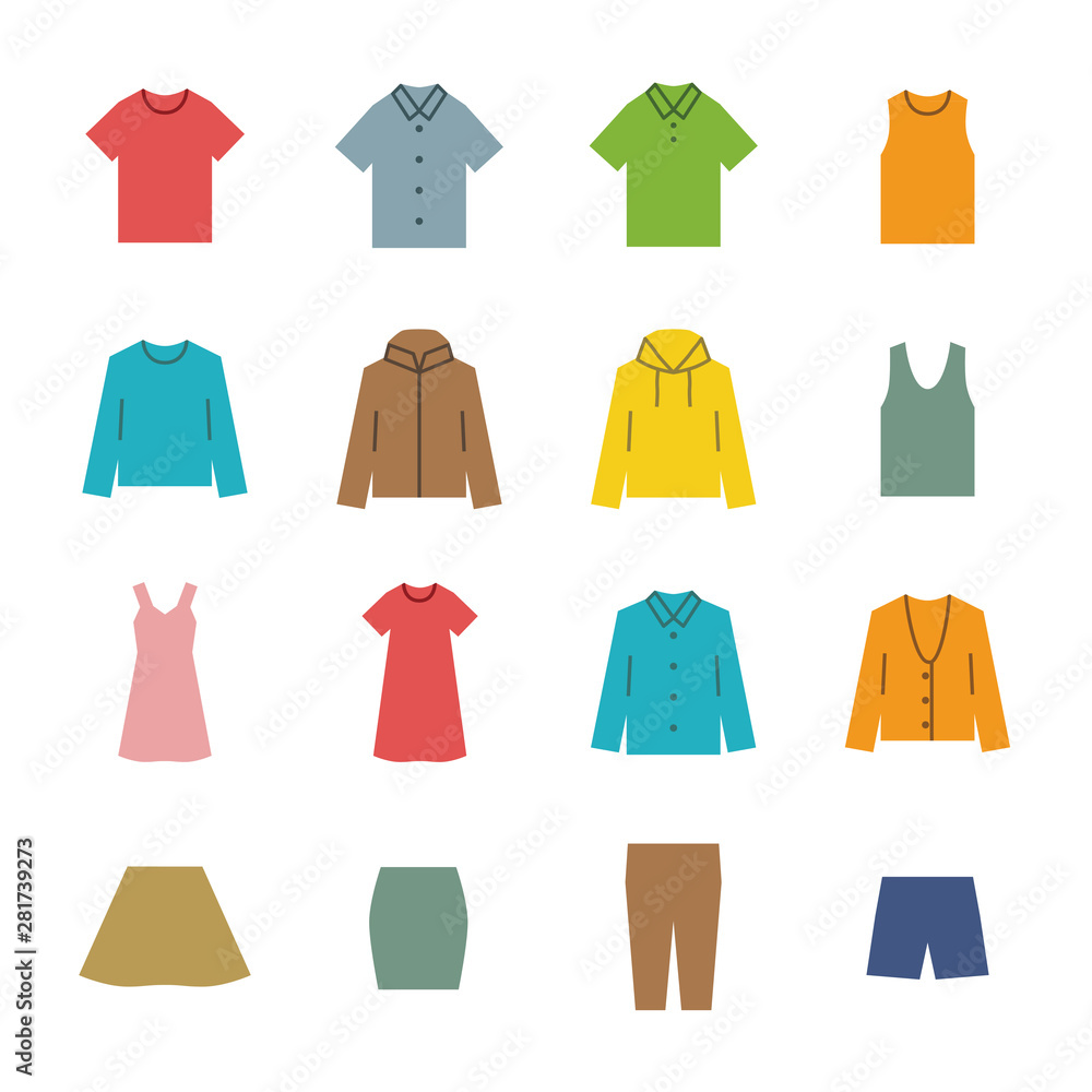 Clothing fashion icon set Stock Vector | Adobe Stock