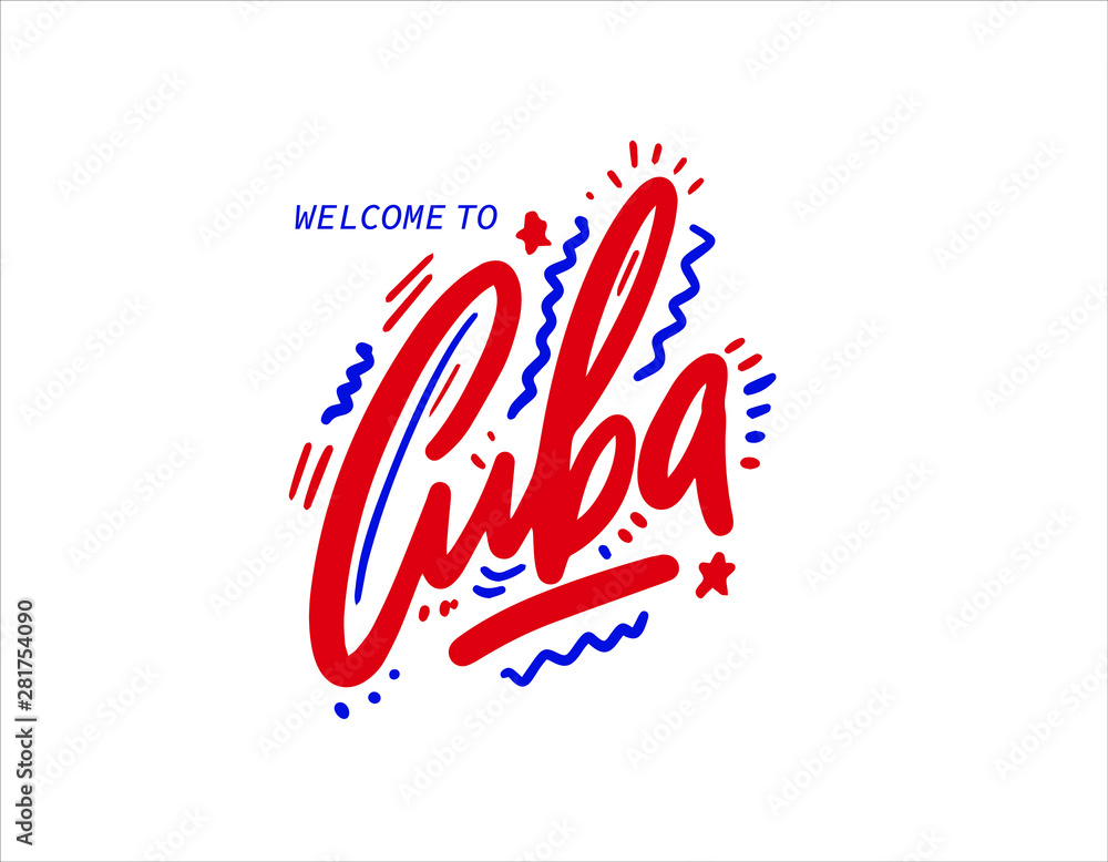 Image vectorielle Stock Cuba. Name country word text card, banner ...