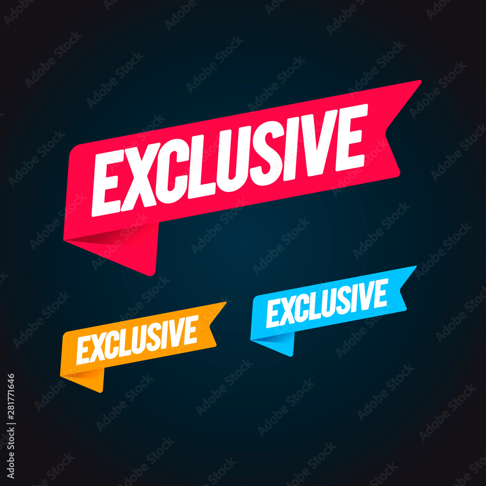 vector illustration banner ribbon exclusive set Stock Vector | Adobe Stock