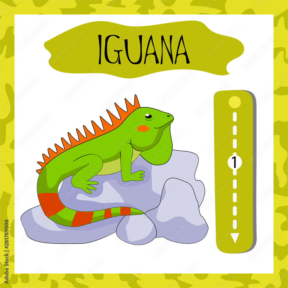 Letter I uppercase cute children colorful zoo and animals ABC alphabet ...