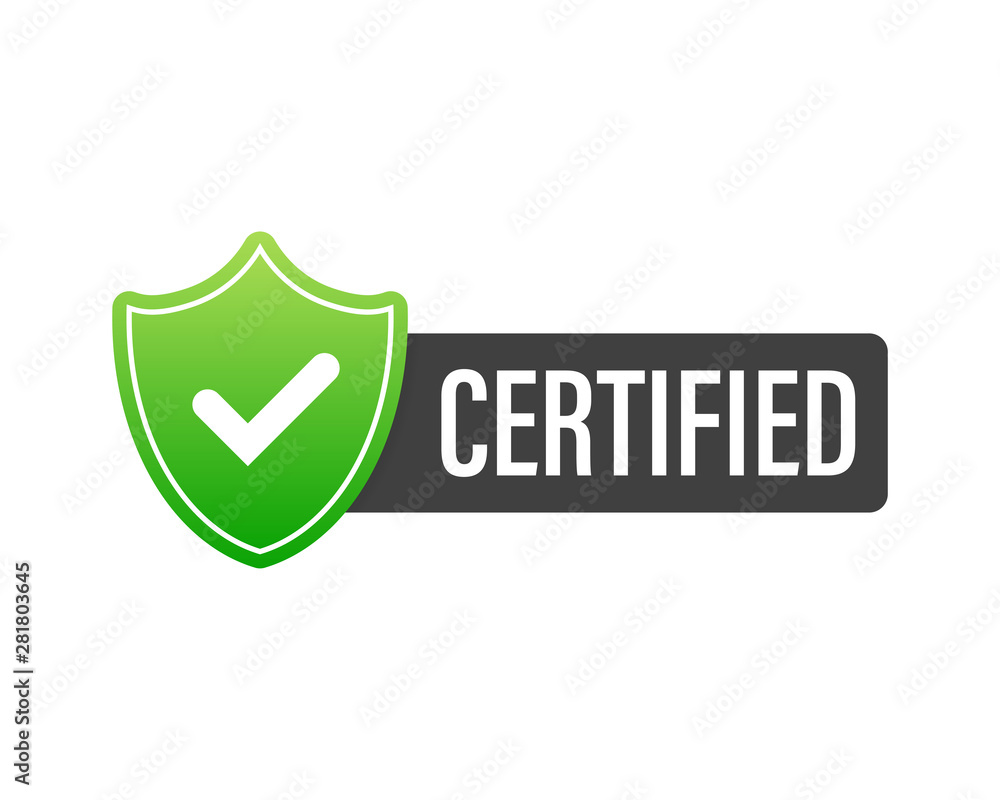 Certified badge, stamp. Red seal of origin and quality. Certify flat ...