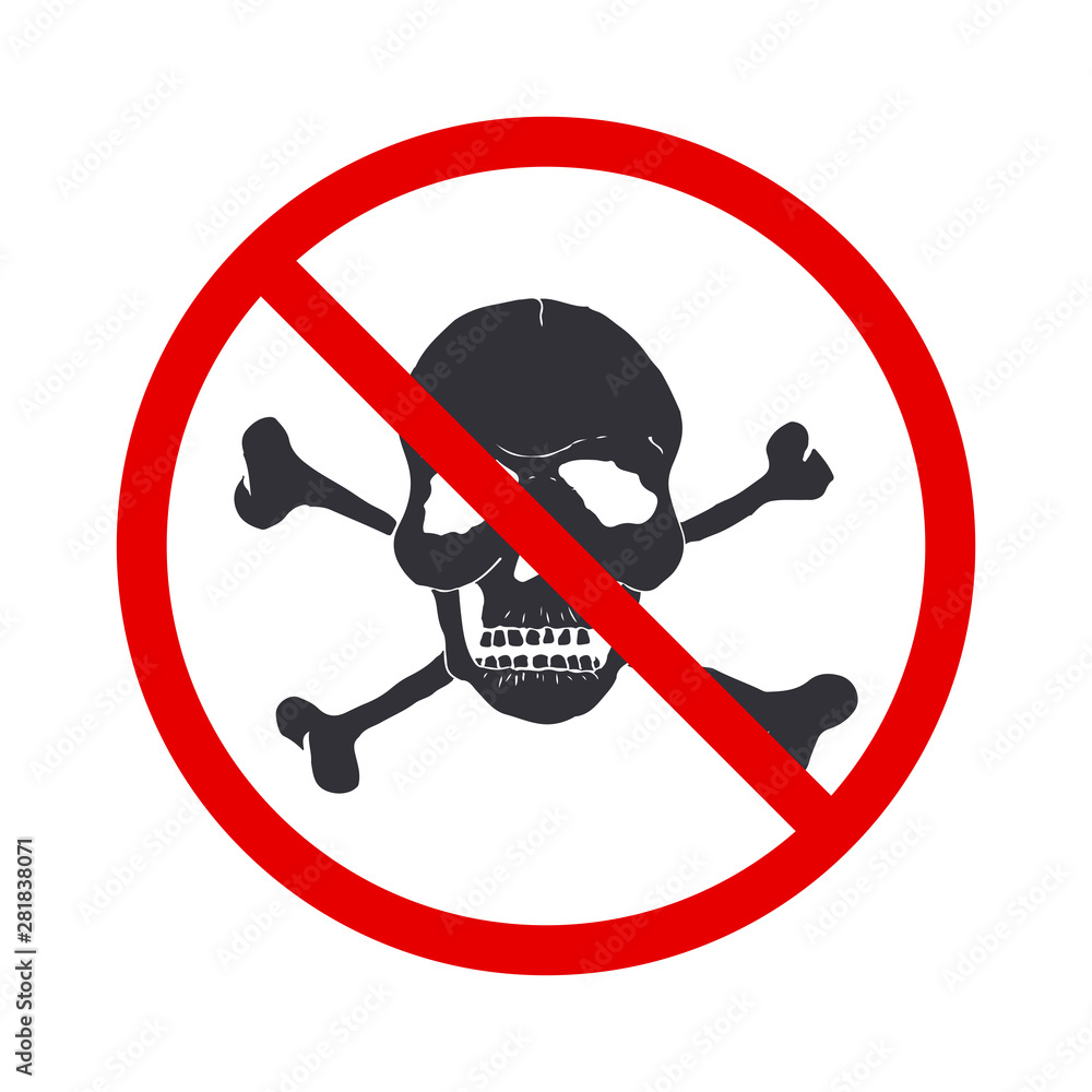 Red Round Danger Sign with Skull and Crossbones Symbol. Deadly Danger ...