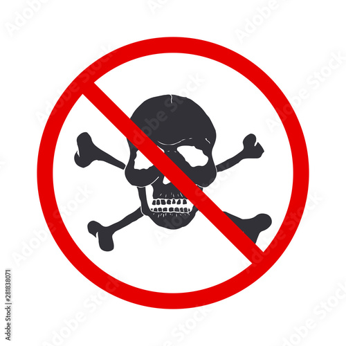 Red Round Danger Sign with Skull and Crossbones Symbol. Deadly Danger ...