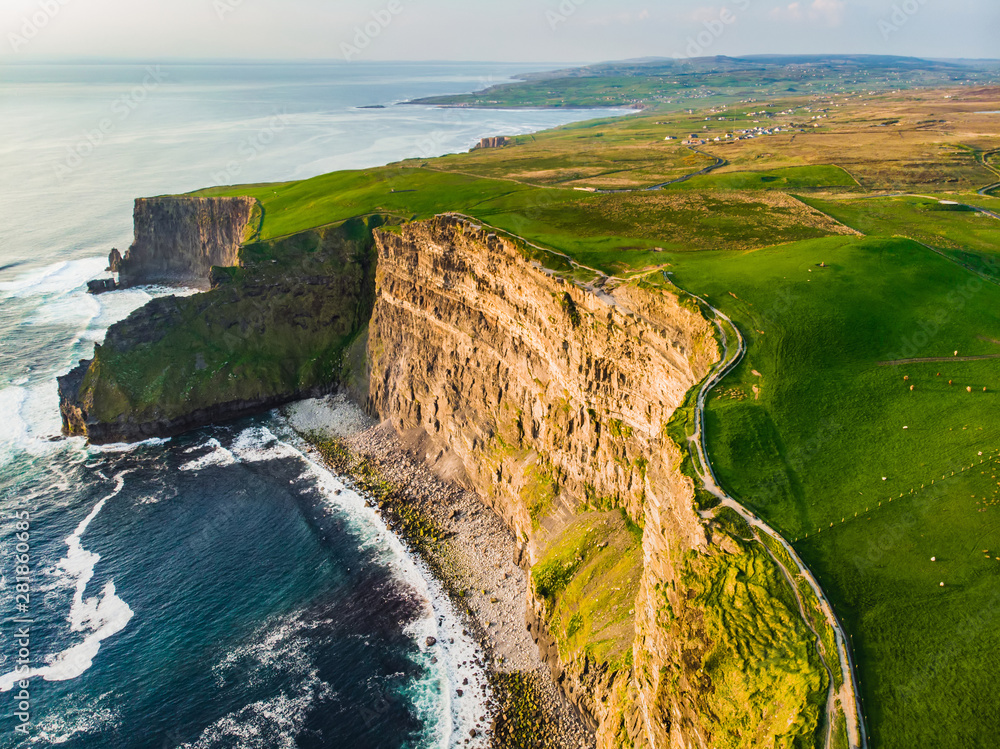World famous Cliffs of Moher, one of the most popular tourist ...