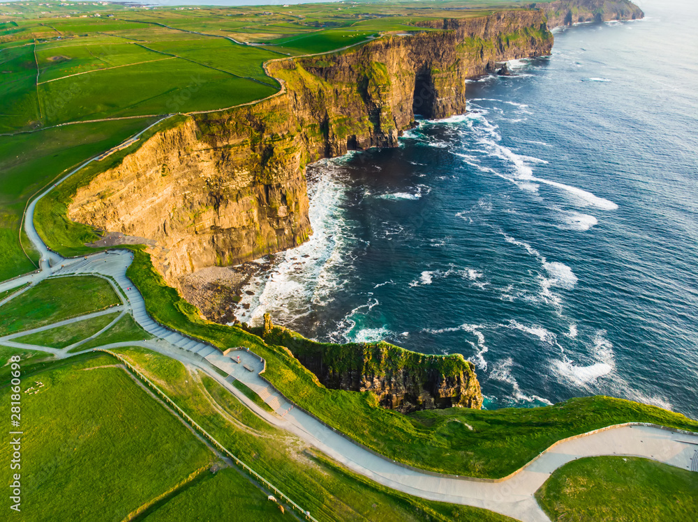 World famous Cliffs of Moher, one of the most popular tourist ...
